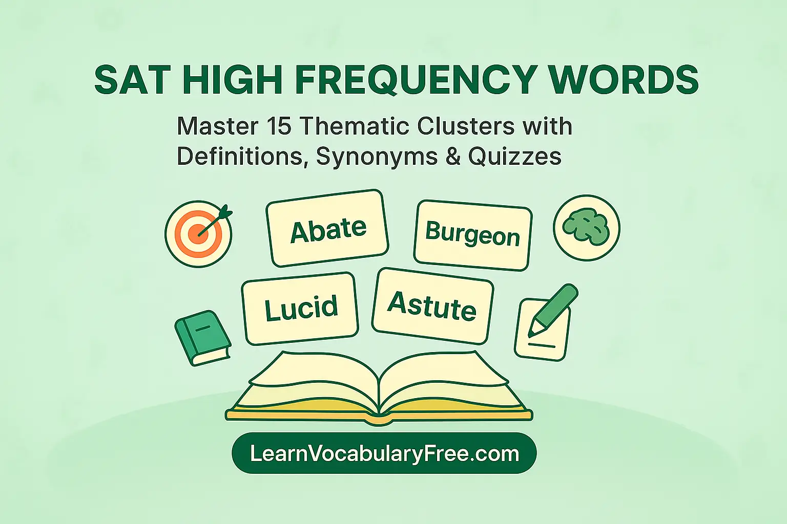 Master SAT High Frequency Words: 15 Thematic Clusters | LearnVocabularyFree